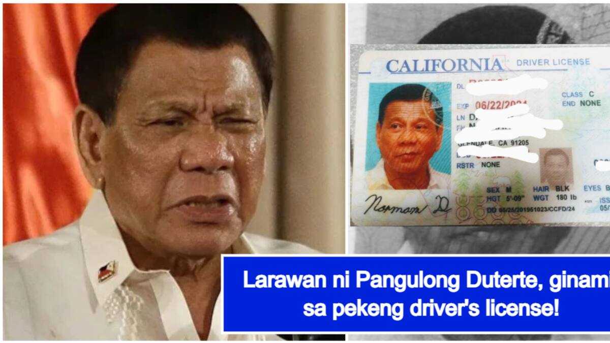 Fake driver's license with Duterte’s photo confiscated in California ...