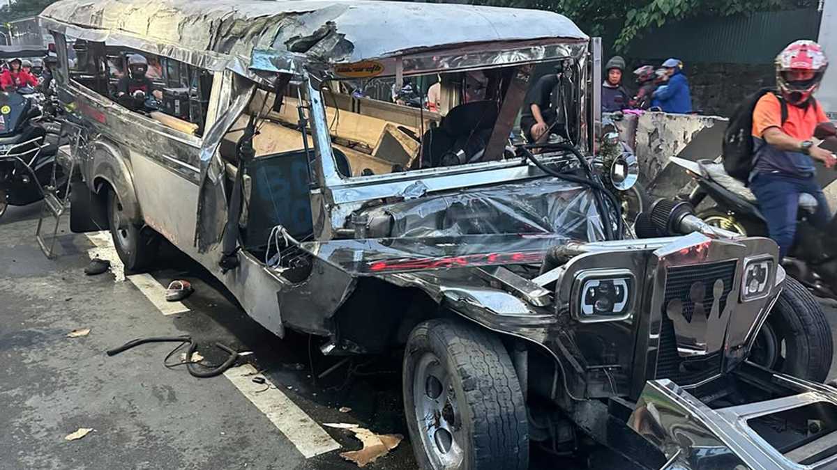 Jeepney crashes into post on Quirino Highway injuring three people ...