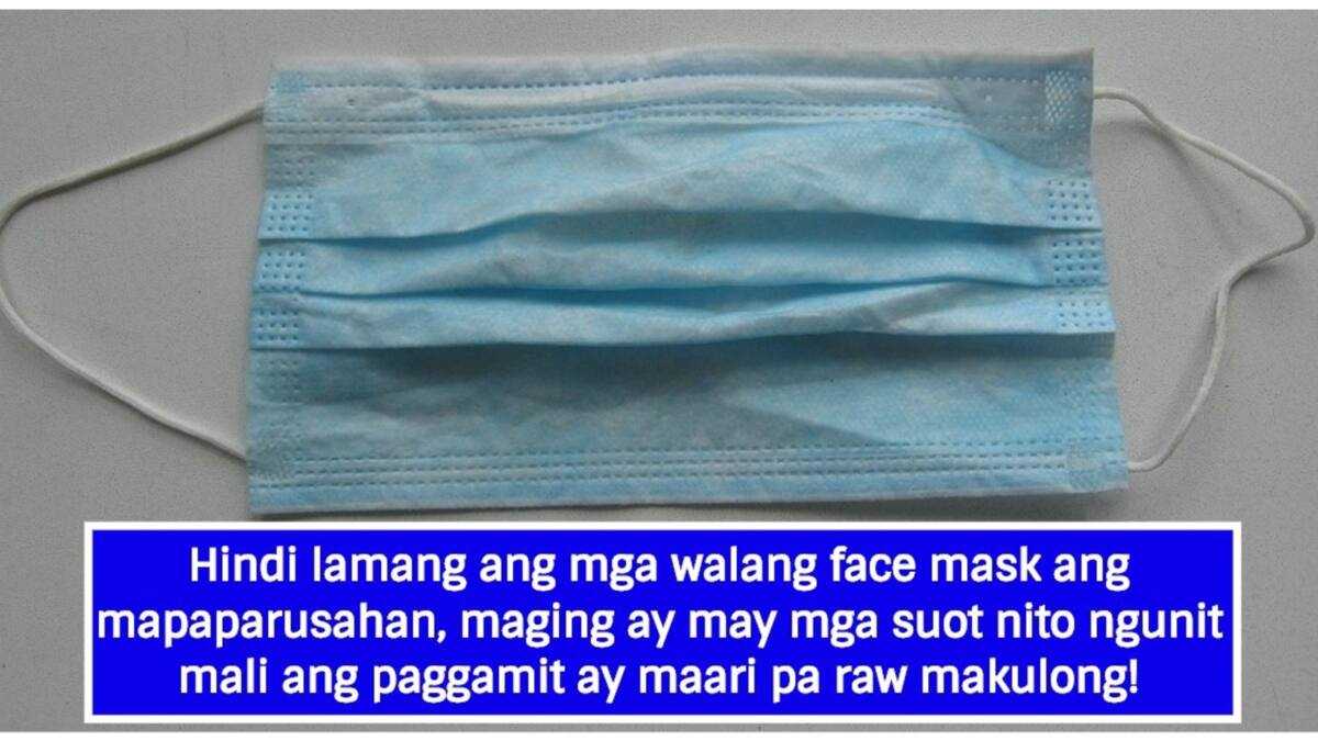 Maling paggamit ng face mask, maaring maging dahilan ng pagkakakulong ...