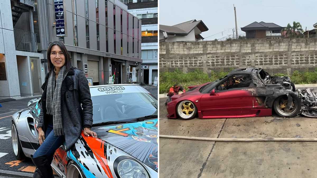 Angie Mead King sports car, halos abo na lang ang bandang likuran nang ...