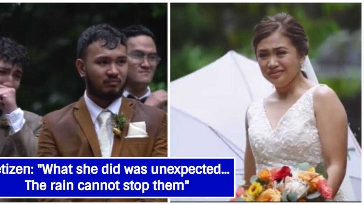 Wedding video ng emosyonal na bride at groom na 'di patinag sa ulan ...