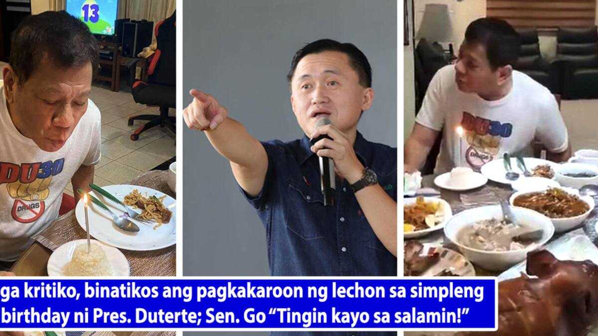 Sen. Bong Go, dinepensahan ang lechon sa simpleng birthday ni Pres ...