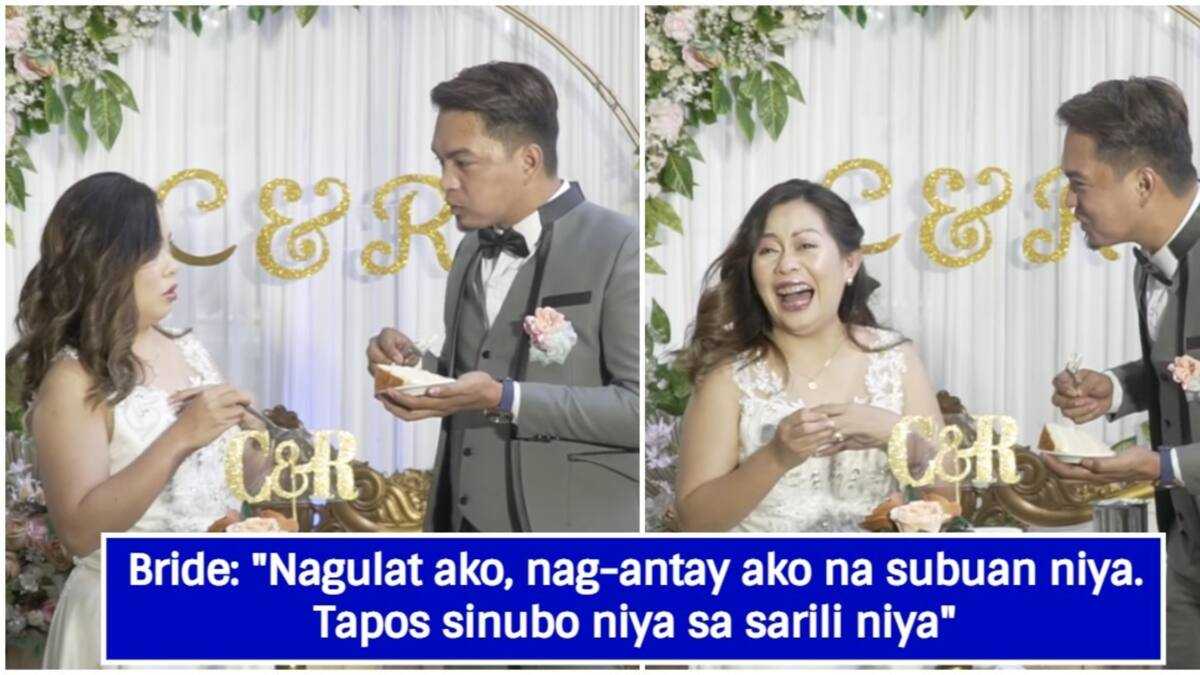 Reaksyon ng bride sa cake-cutting moment nila ng groom, kinagiliwan ng netizens - KAMI.COM.PH