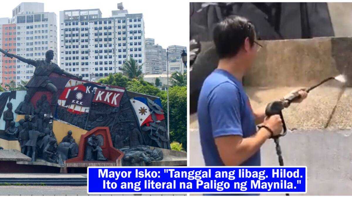 Mayor Isko Moreno cleans Bonifacio Monument - KAMI.COM.PH