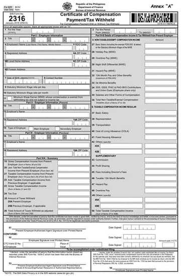BIR Form 2316: guidelines and instructions (2020) - KAMI.COM.PH