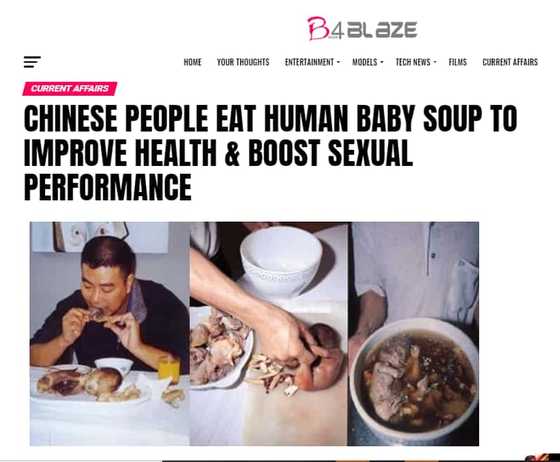 False: Chinese man having ‘human baby soup’ to ‘improve health’ - KAMI ...