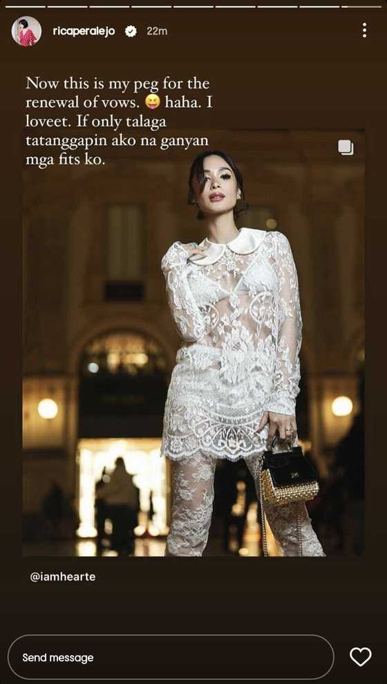 Rica Peralejo sa all-white outfit ni Heart Evangelista: "Peg for the ...