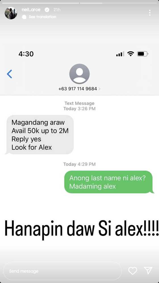 Neil Arce pokes fun at the text message he received: “Look for Alex ...
