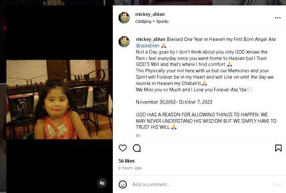 Mickey Ablan, ginunita ang isang taon ng pagpanaw ng anak na si Yza - KAMI.COM.PH