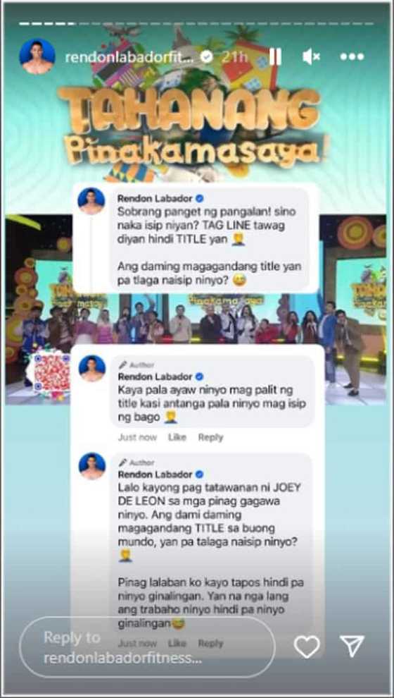 Rendon Labador, hindi kumbinsido sa bagong title ng noontime show nina ...