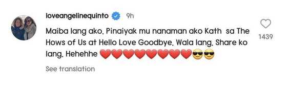 Angeline Quinto, biglang napa-emote sa post ni Kathryn Bernardo: "Share ...