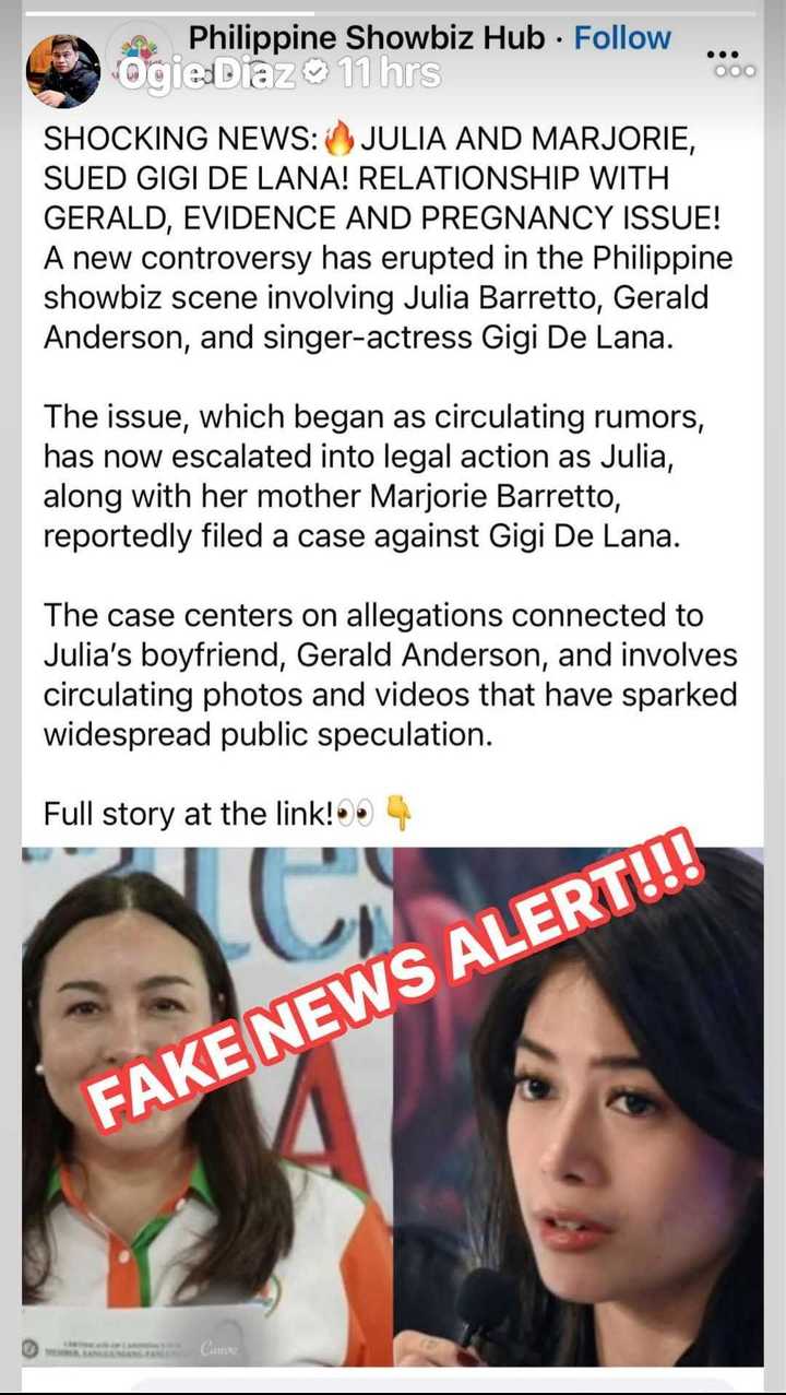 Ogie Diaz debunks malicious post involving Julia Barretto, Marjorie, Gerald Anderson, Gigi De ...