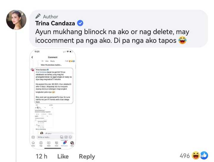 Trina Candaza takes swipe at guy who allegedly posted “handa magmahal” back in December 2021 ...