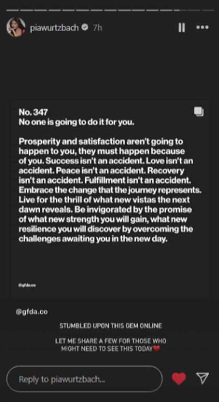 Pia Wurtzbach, nagbahagi inspiring quote: "For those who might need to ...