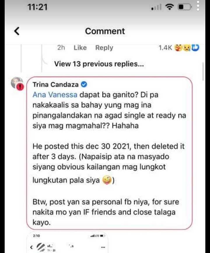 Trina Candaza takes swipe at guy who allegedly posted “handa magmahal” back in December 2021 ...