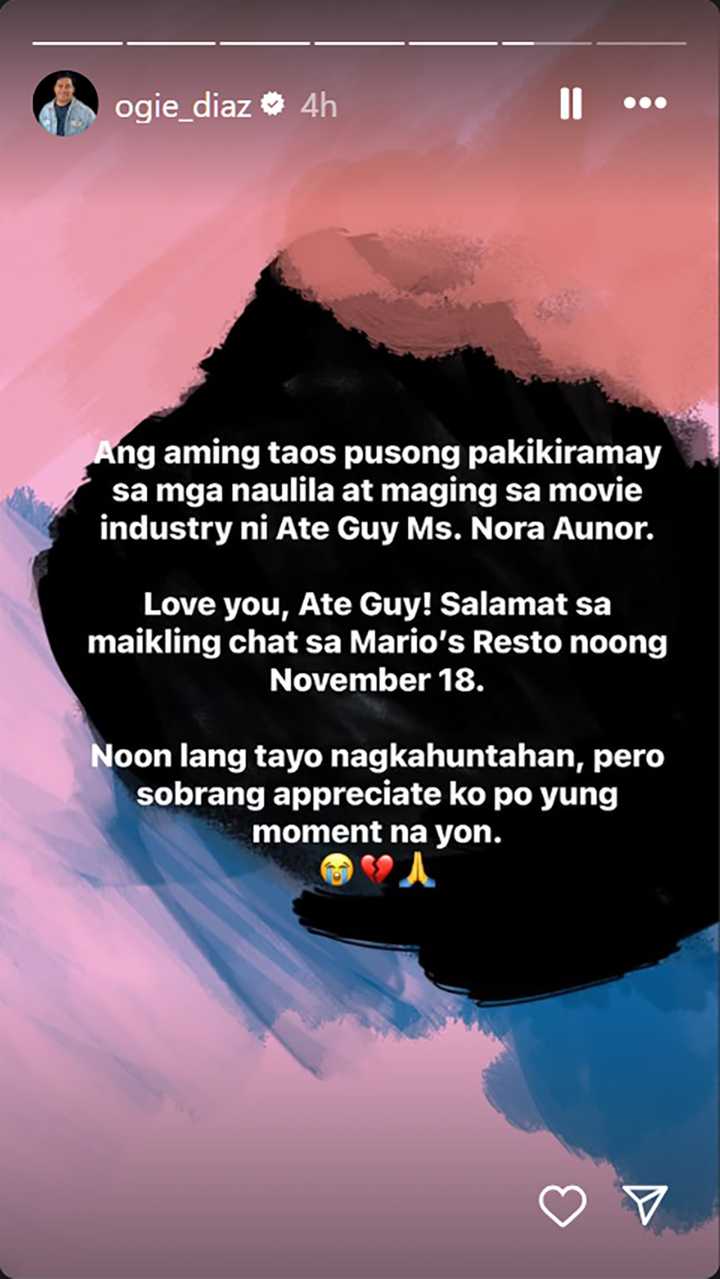 Paalam, Ate Guy: Ogie Diaz, nagpaabot ng taos-pusong pakikiramay sa naulila ni Superstar Nora ...