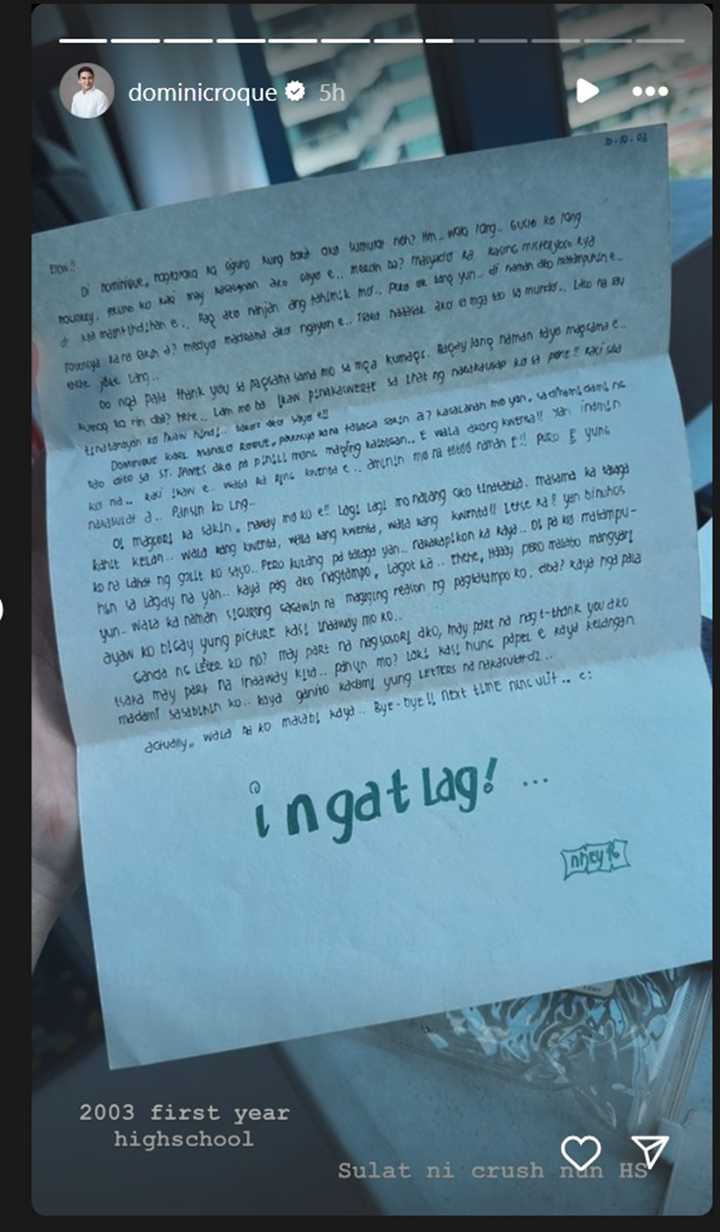 Dominic Roque, ibinida ang love letter mula sa kanyang crush nung ...
